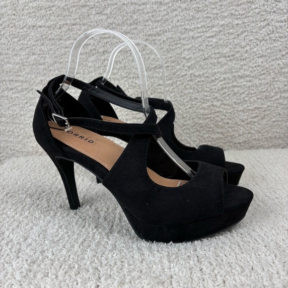 torrid | Shoes | Torrid Heels 95w Black Cross Strap Platform Suede Peep ...